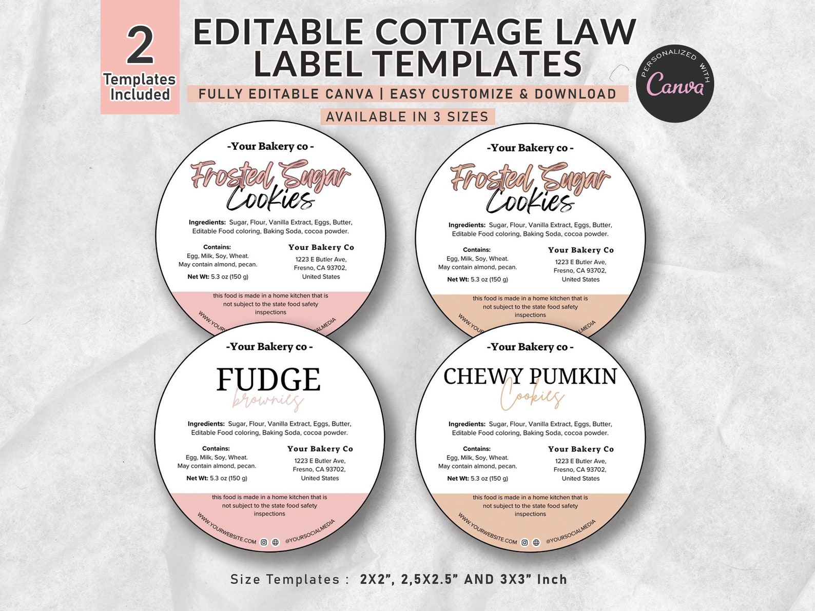 Editable Cottage Law Label Template, Food Label Sticker, Cottage Food ...