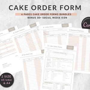 Cake Order Form Template, Bakery Order Tracker, Cake Pricelist, Cake ...