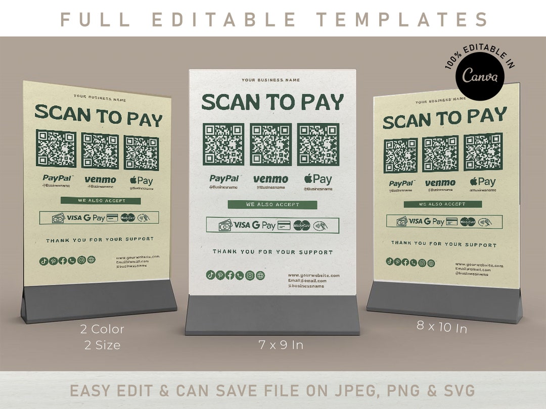 Scan to Pay Card Payment Sign Template QR Code Sign Scan to - Etsy