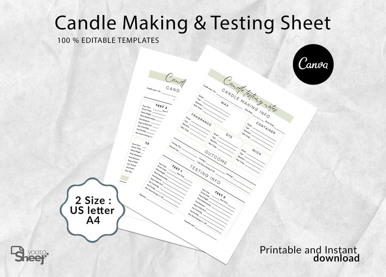 Candle Testing Template, Candle Making Testing Sheet, Printable Candle ...