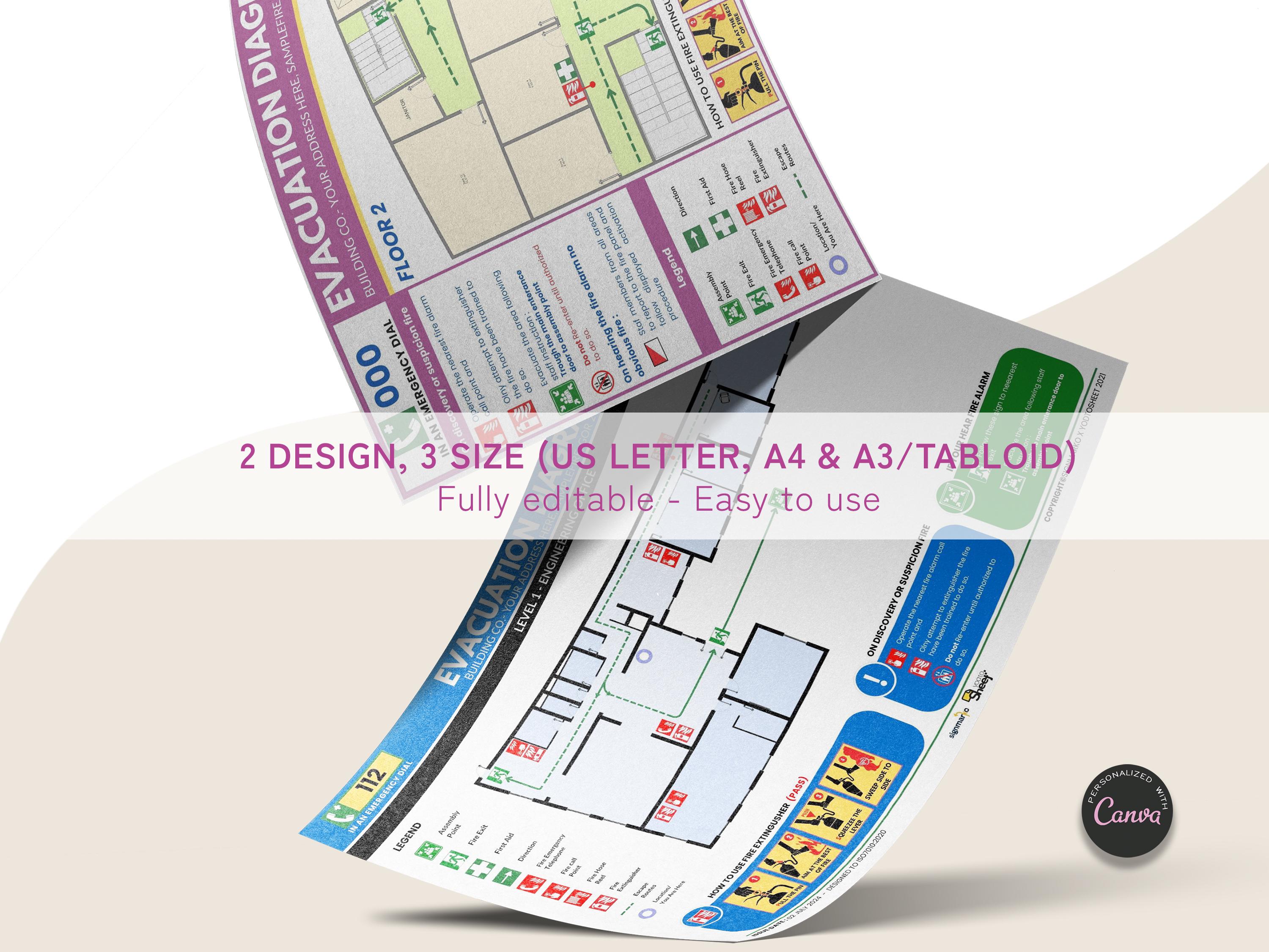 Airbnb Emergency Evacuation Plan, Editable Airbnb Signs, Fire Escape ...