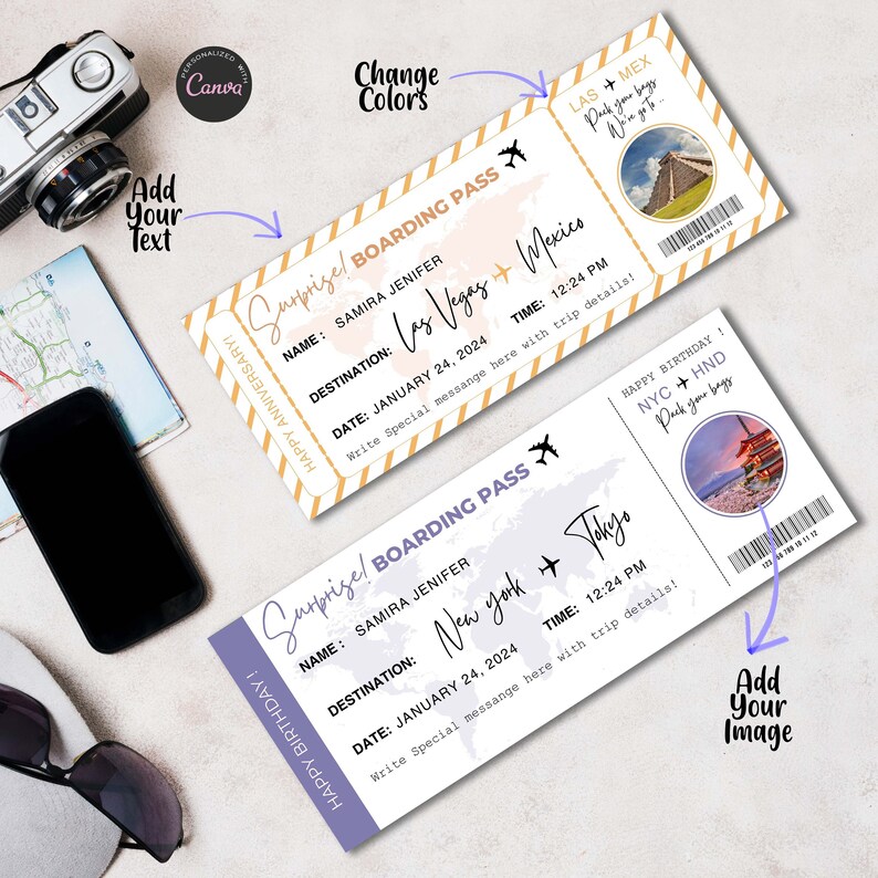 Canva Boarding Pass Template, Airplane Ticket Gift Card, Printable ...