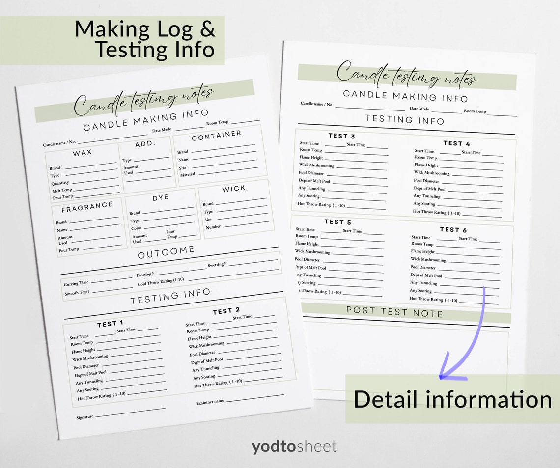 Candle Testing Template, Candle Making Testing Sheet, Printable Candle ...