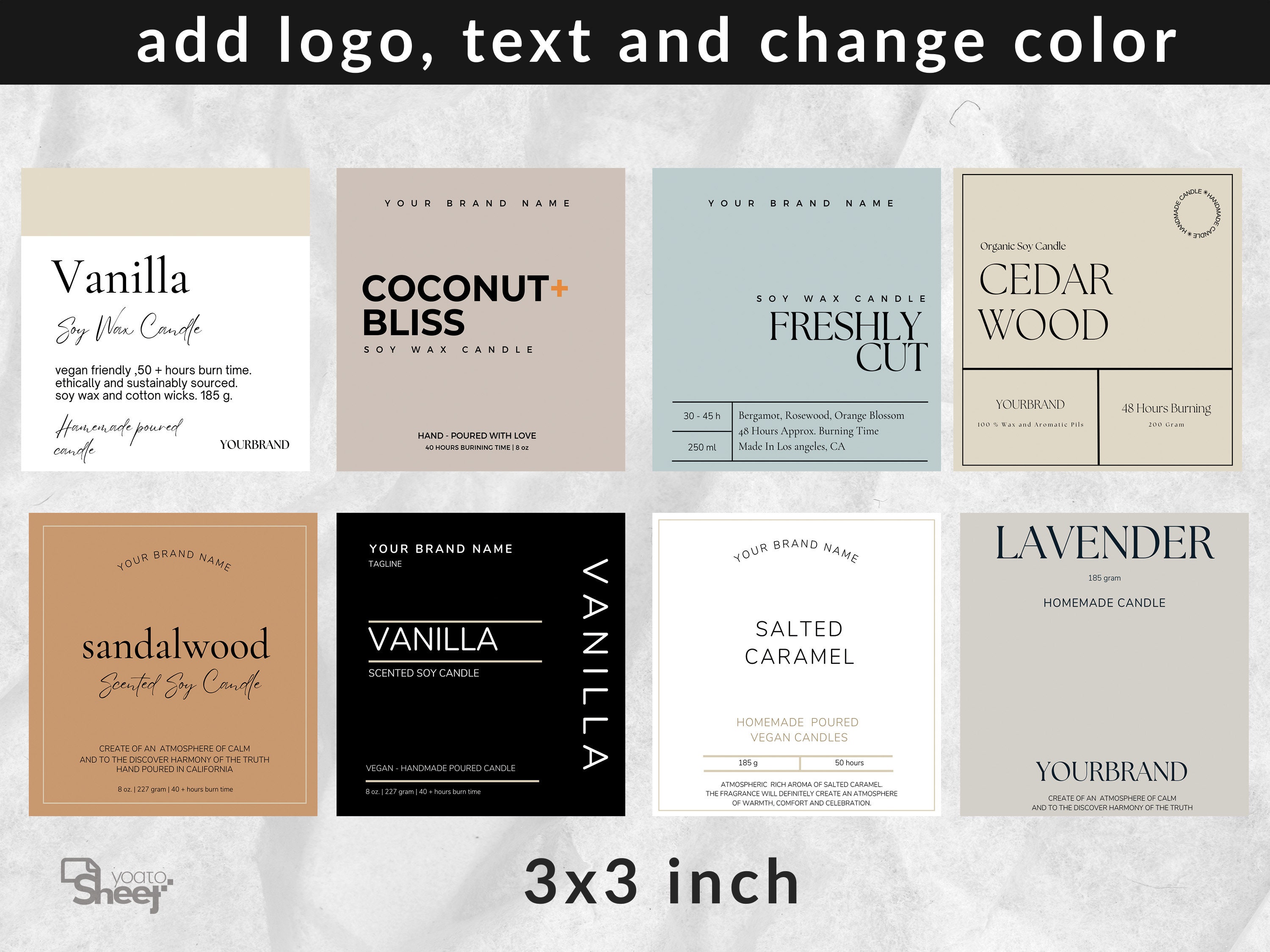 Editable Candle Label Bundle Template, Custom Candle Label, Modern ...