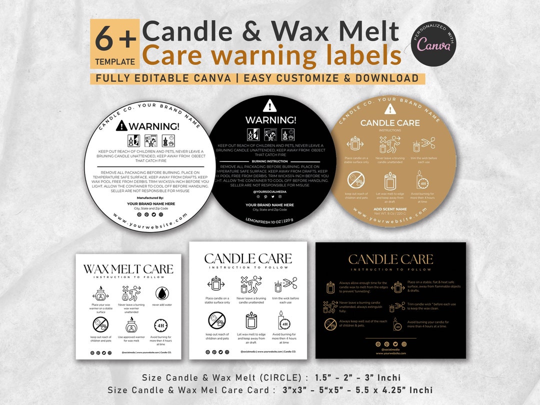 Editable Candle Care Card Template, Printable Wax Melt Care ...