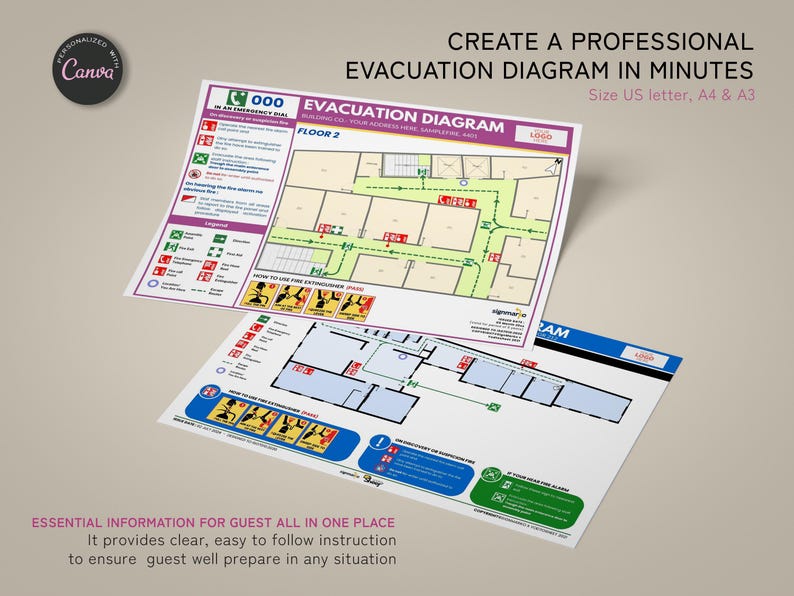 Airbnb Emergency Evacuation Plan, Editable Airbnb Signs, Fire Escape ...