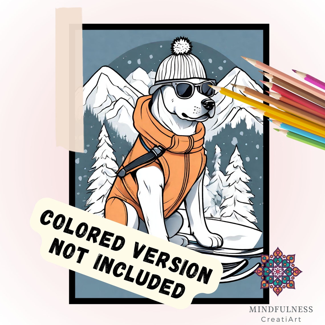 Dog Coloring Book Page, Puppy Coloring Pages, Winter Coloring, Dog ...
