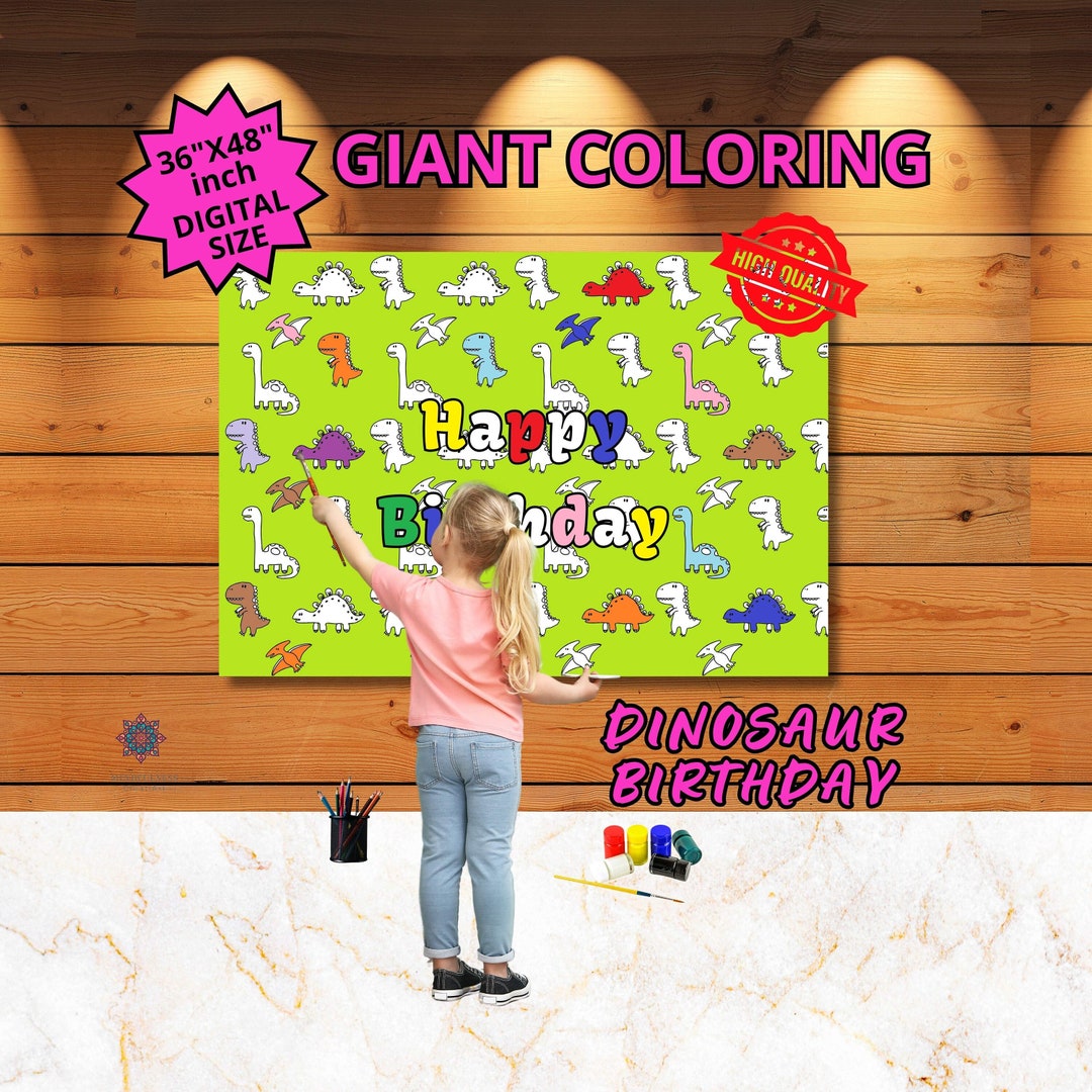 Dinosaur Coloring Sheet, Giant Coloring Poster, Dinosaur Poster, Dino ...