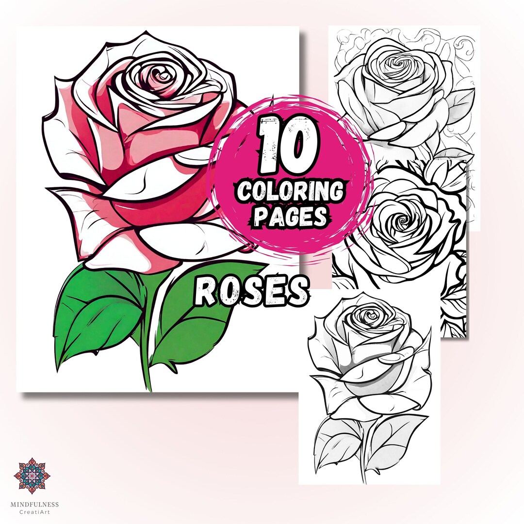 Rose Coloring, Floral Coloring Page, Easy Coloring Page, Flowers ...