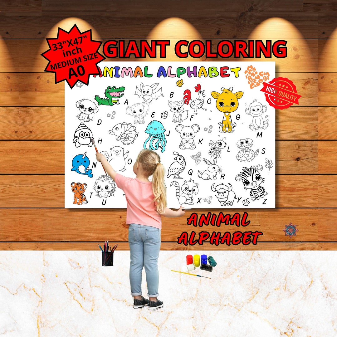 Alphabet Coloring Page, Giant Coloring Poster, Letters Coloring Page ...