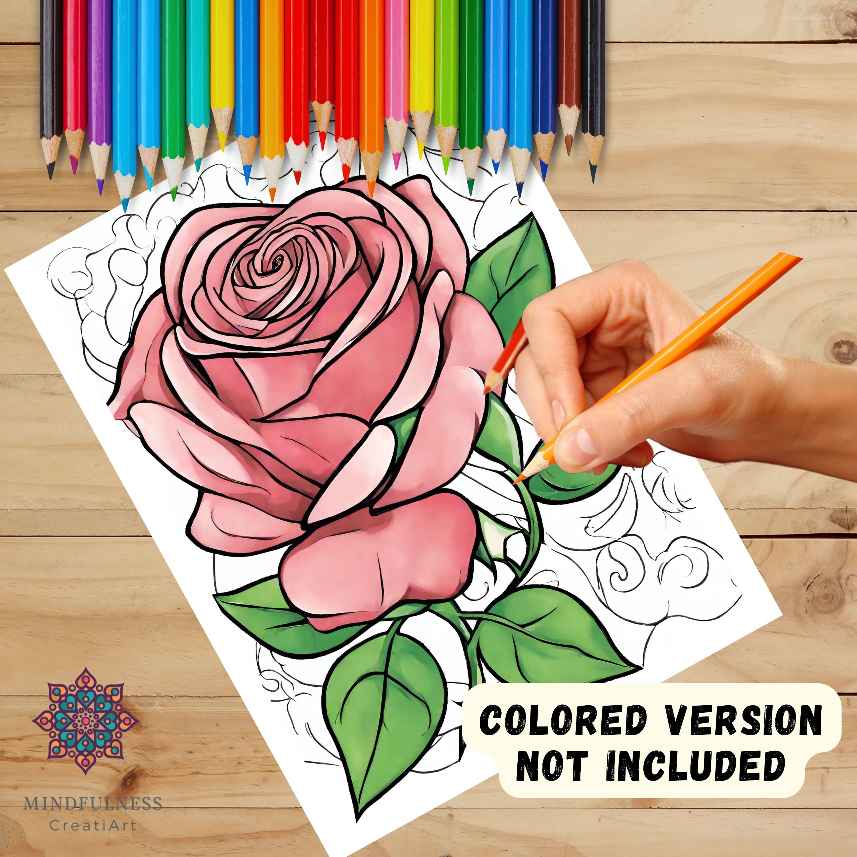 Rose Coloring, Floral Coloring Page, Easy Coloring Page, Flowers ...
