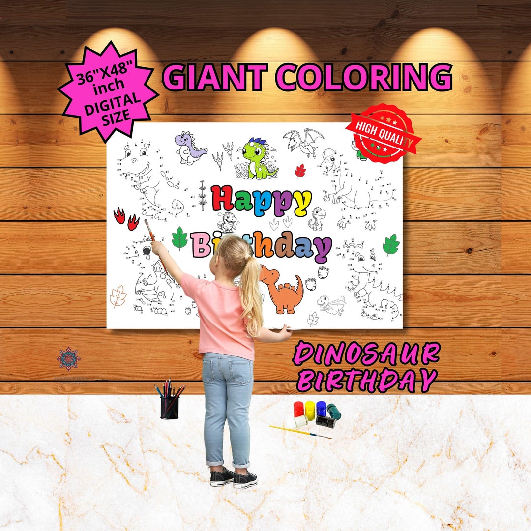 Dinosaur Coloring Sheet, Giant Coloring Poster, Dinosaur Poster, Dino ...