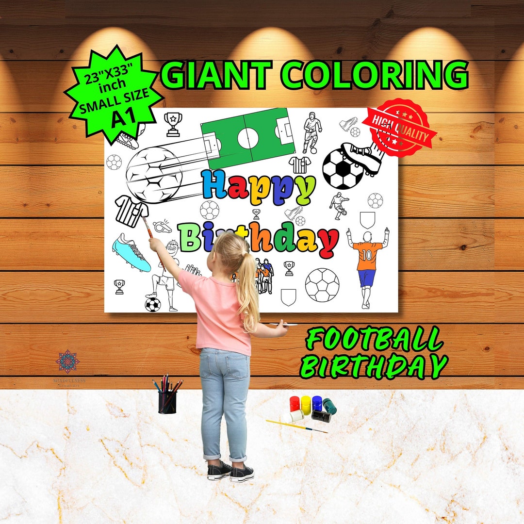Football Coloring Page, Giant Coloring Poster, Soccer Coloring Page ...