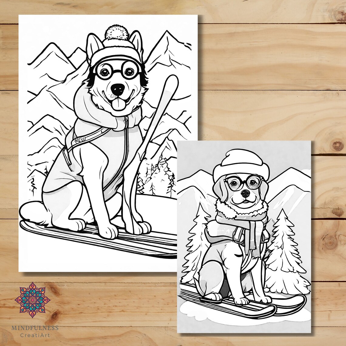 Dog Coloring Book Page, Puppy Coloring Pages, Winter Coloring, Dog ...