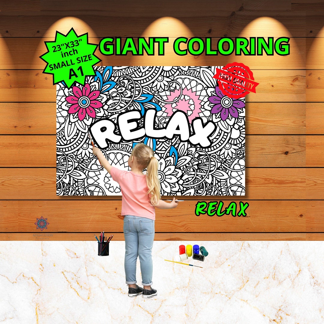 Mandala Coloring Sheet, Giant Coloring Poster, Mindfulness Coloring ...