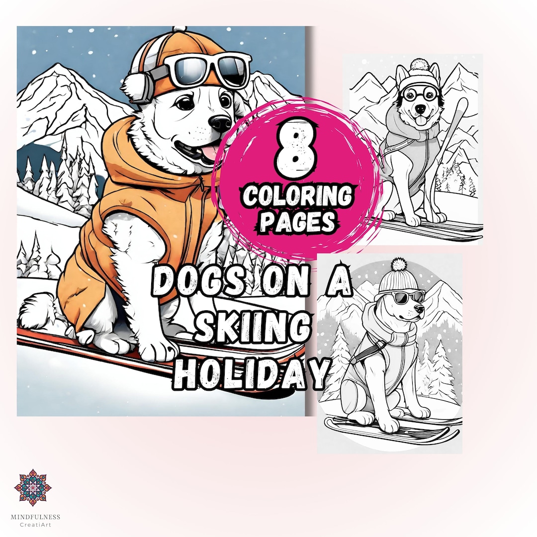 Dog Coloring Book Page, Puppy Coloring Pages, Winter Coloring, Dog ...