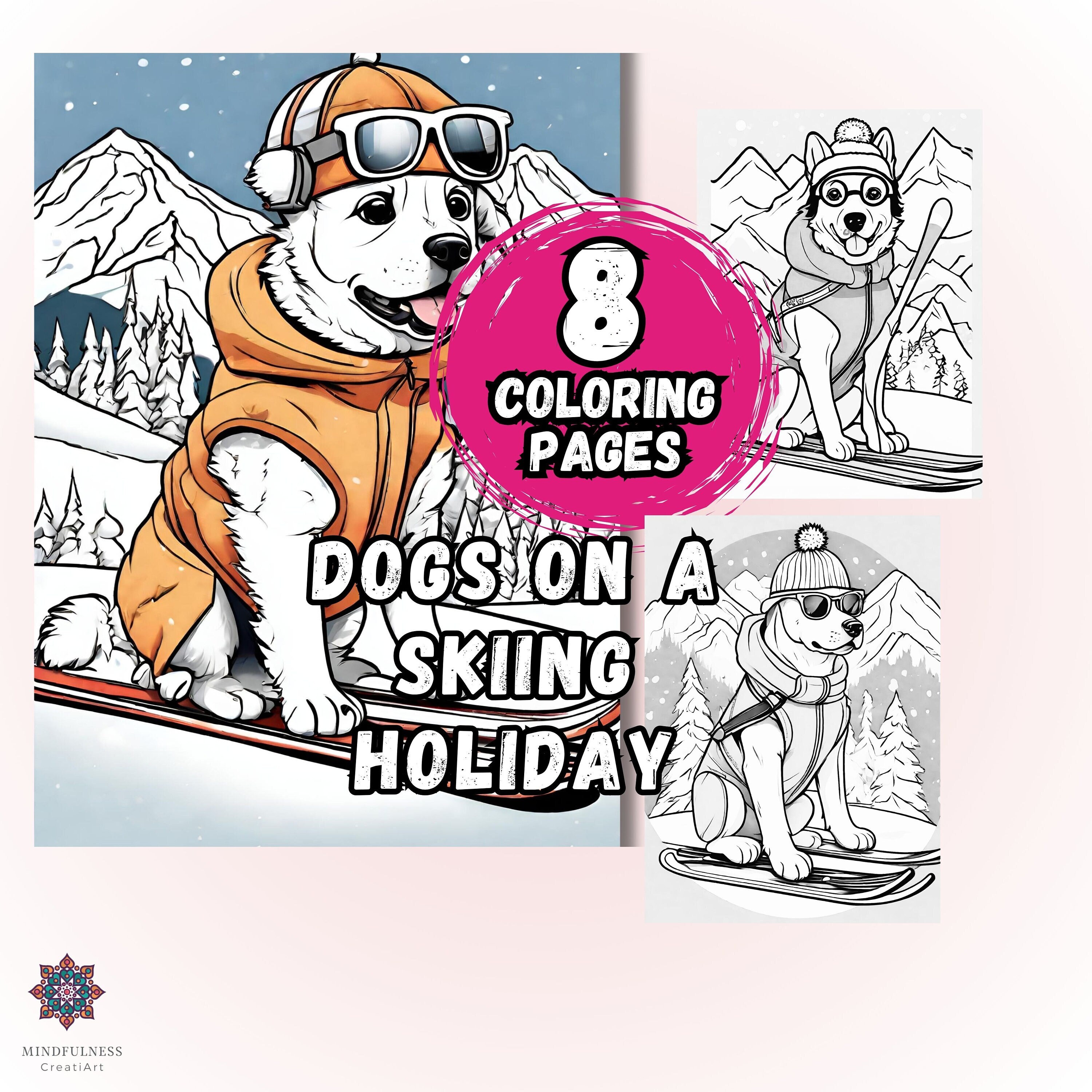 Dog Coloring Book Page, Puppy Coloring Pages, Winter Coloring, Dog ...