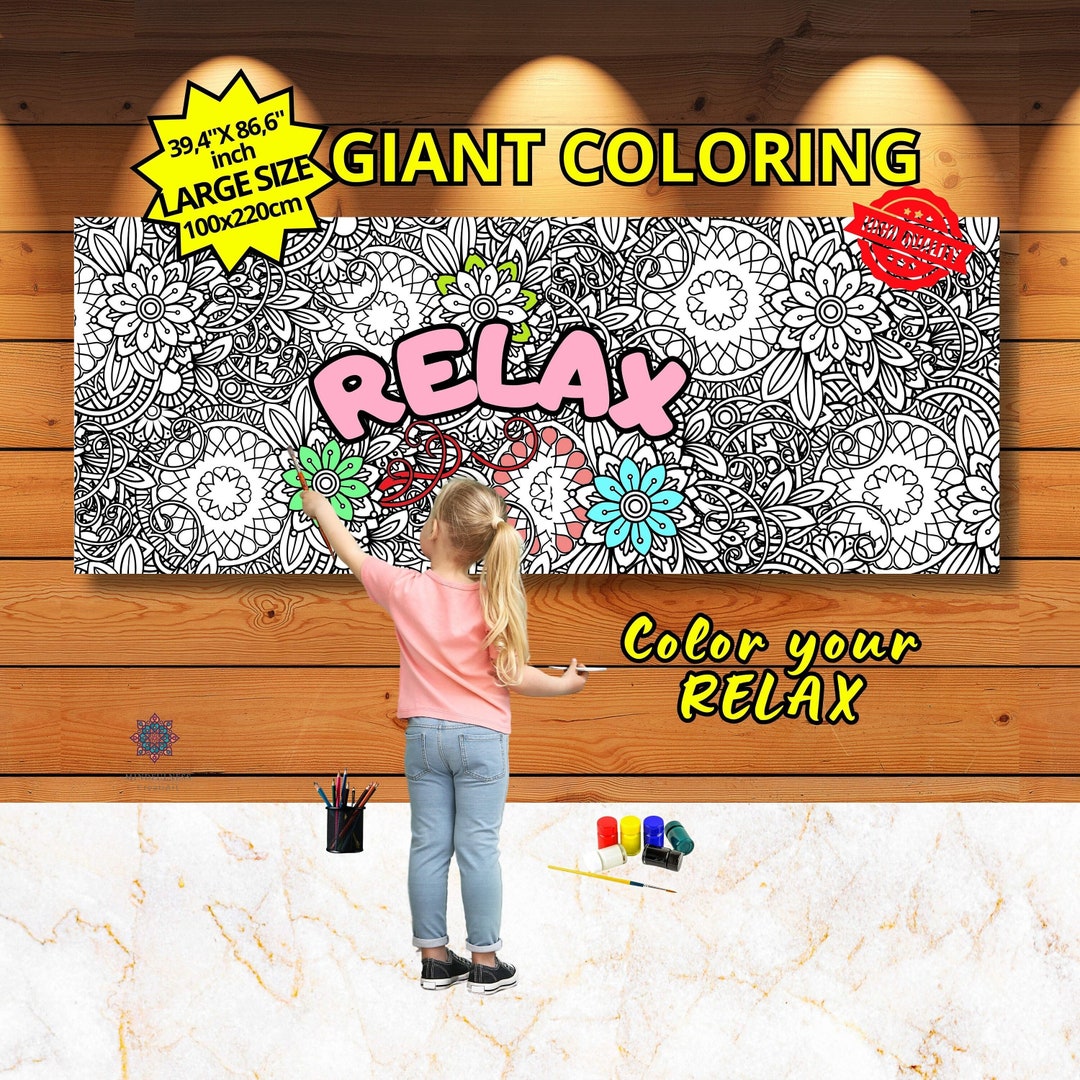 Mandala Coloring Sheet, Giant Coloring Poster, Mindfulness Coloring ...
