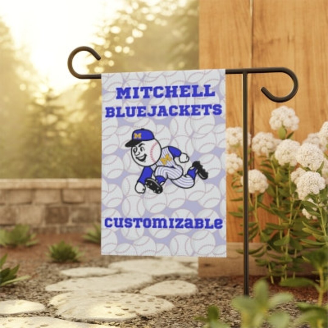 Customizable Mitchell Bluejackets, Baseball Man, Garden Flag, Mitchell ...
