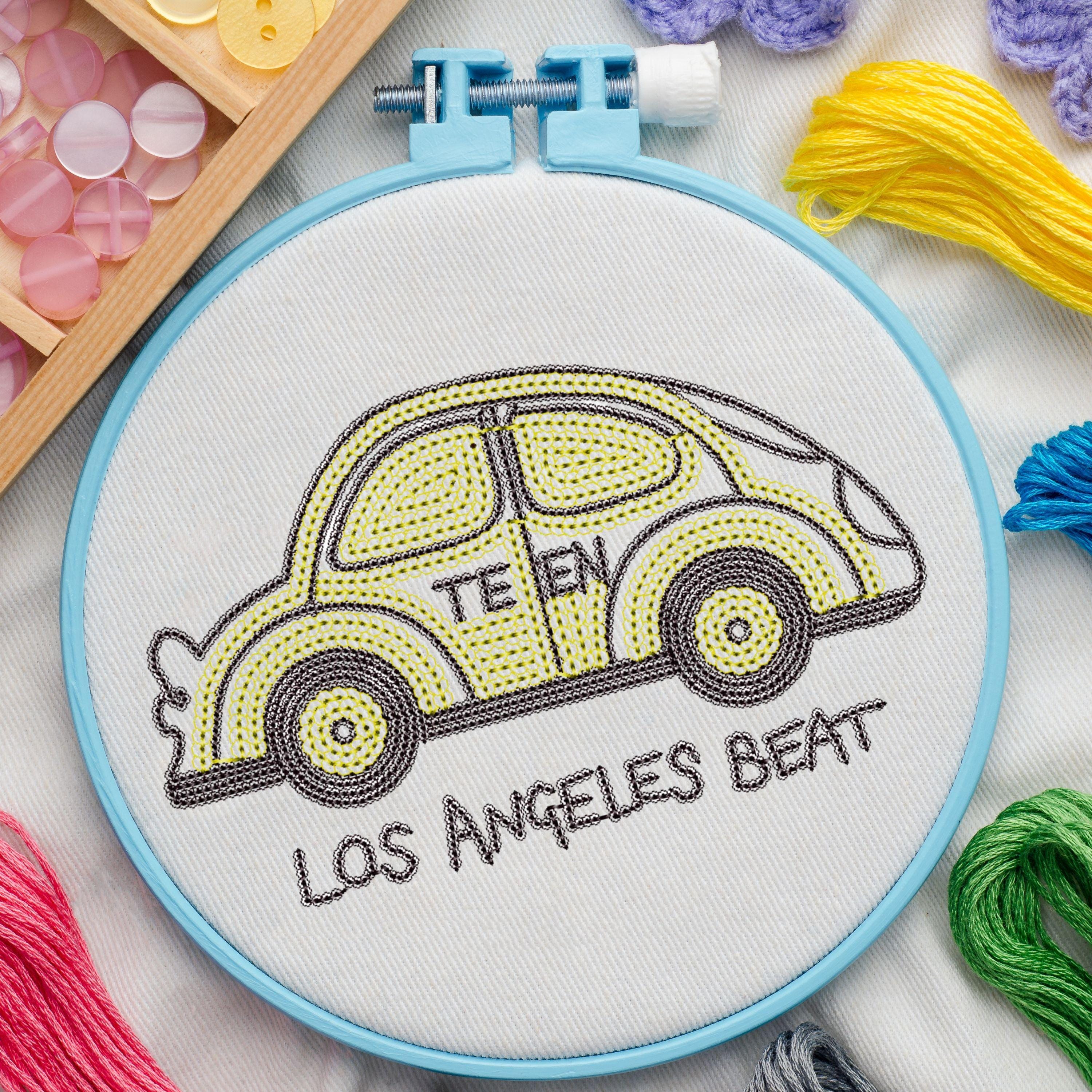 Vintage Yellow Car Embroidery Design - Child Car Pattern in DST Format ...