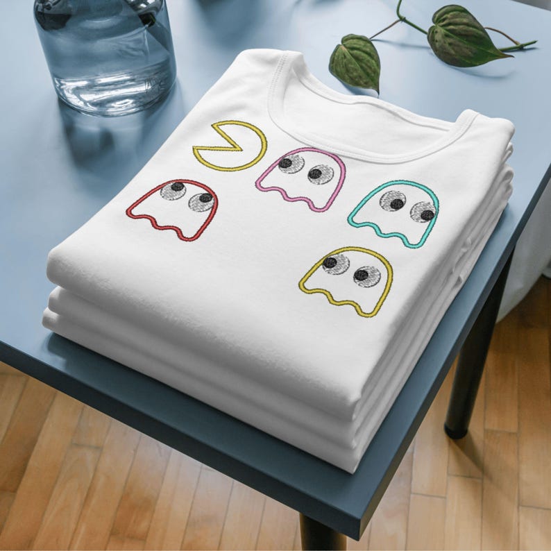 Pac-man Ghost Embroidery Design Retro Gaming Pattern 8-bit Video Game Cross Stitch, Funny Ghost ...