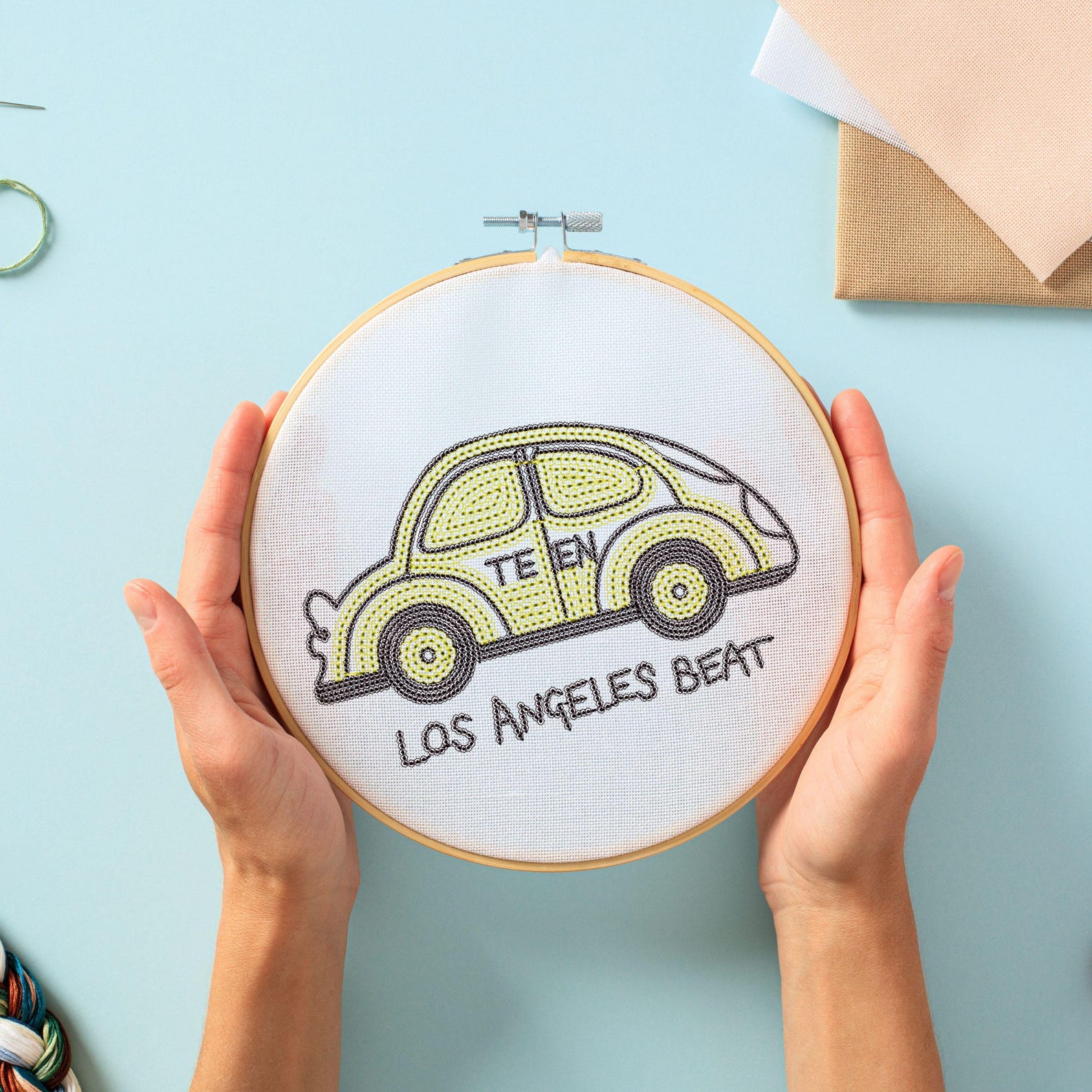 Vintage Yellow Car Embroidery Design - Child Car Pattern in DST Format ...