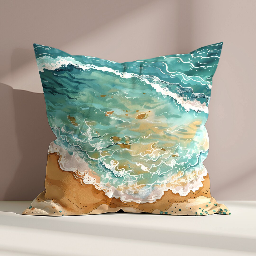 Coastal Decor Pillows, Beach Throw Pillow, Ocean Waves Pillow, Coastal ...