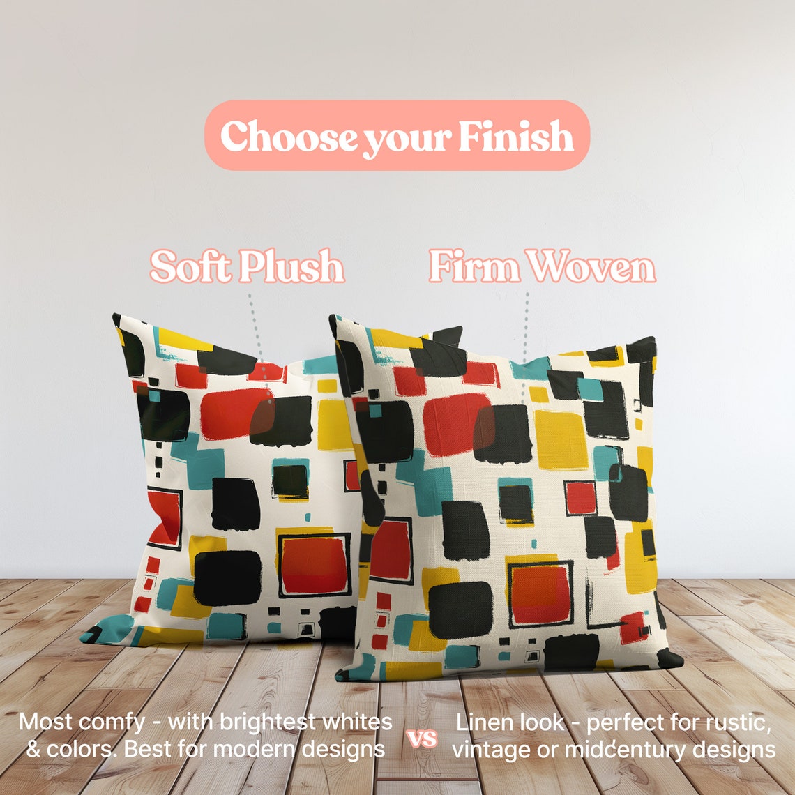 Midcentury Modern Abstract Art Deco Pillow Cover, Bold Home Decor and ...