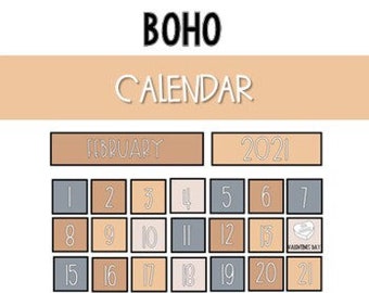 Printable Neutral Classroom Calendar, Boho Calendar Set, Classroom Boho ...