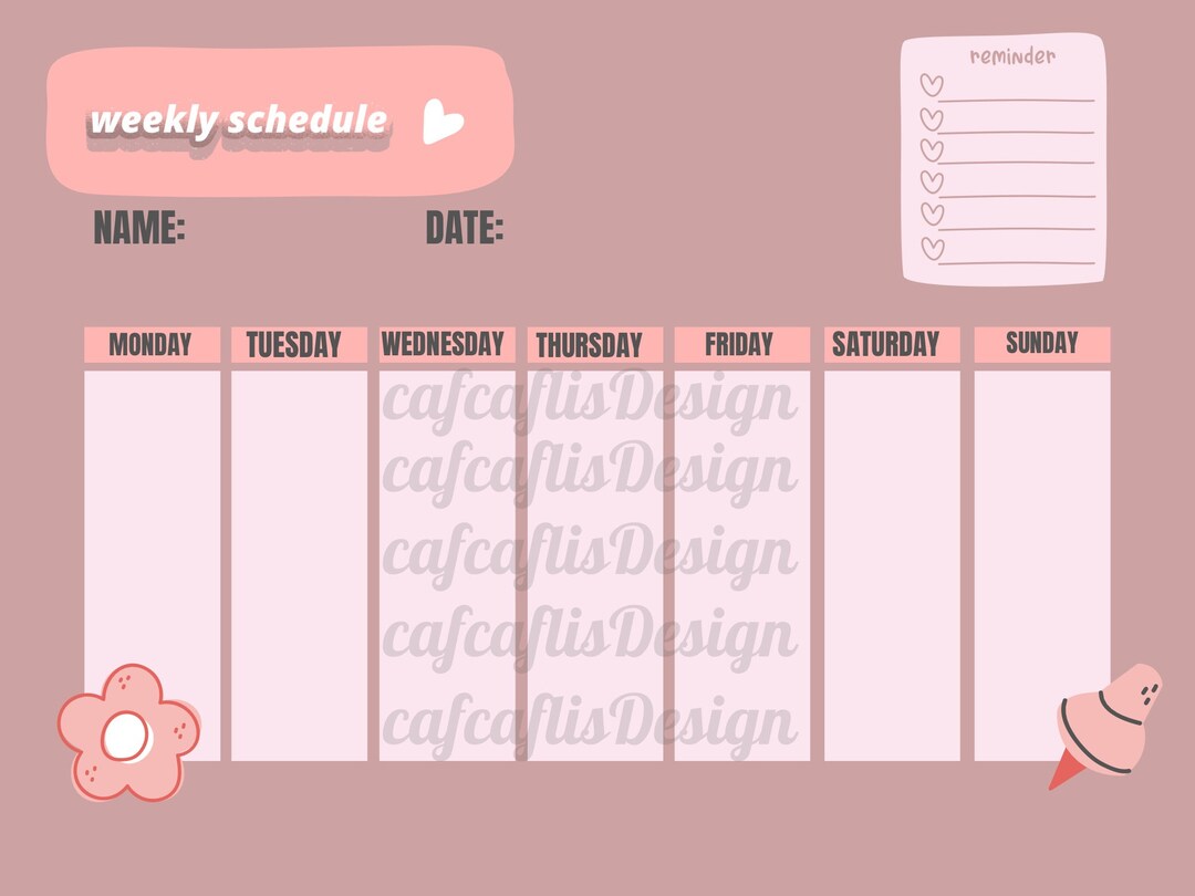 Weekly Schedule Png - Etsy