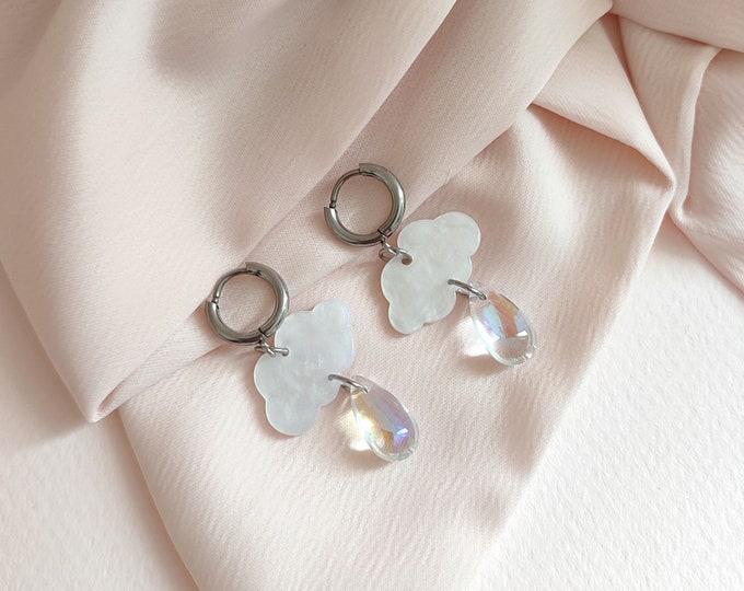 Blue and Pink Translucent Cloud Earrings Handmade With Polymer Clay ...