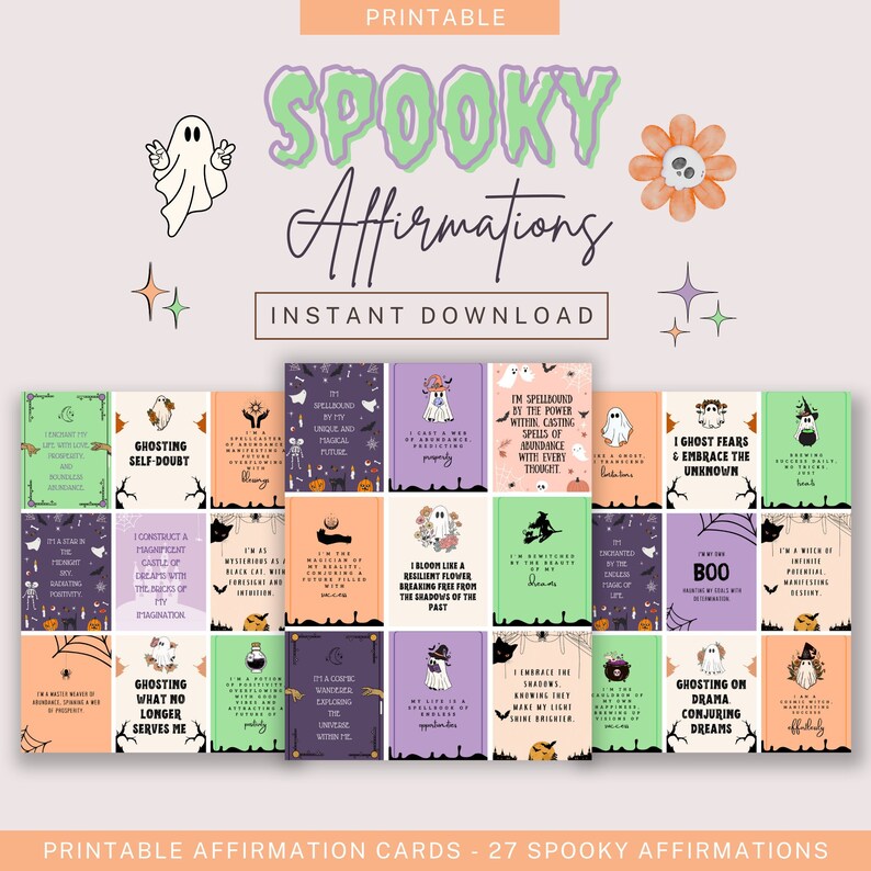 Halloween Spooky Affirmation Cards Printable Digital Download Powerful ...