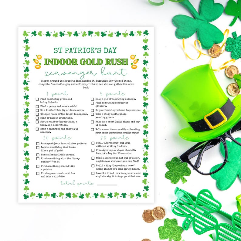 St Patrick's Day Games St Patricks Day Scavenger Hunt St Patricks ...