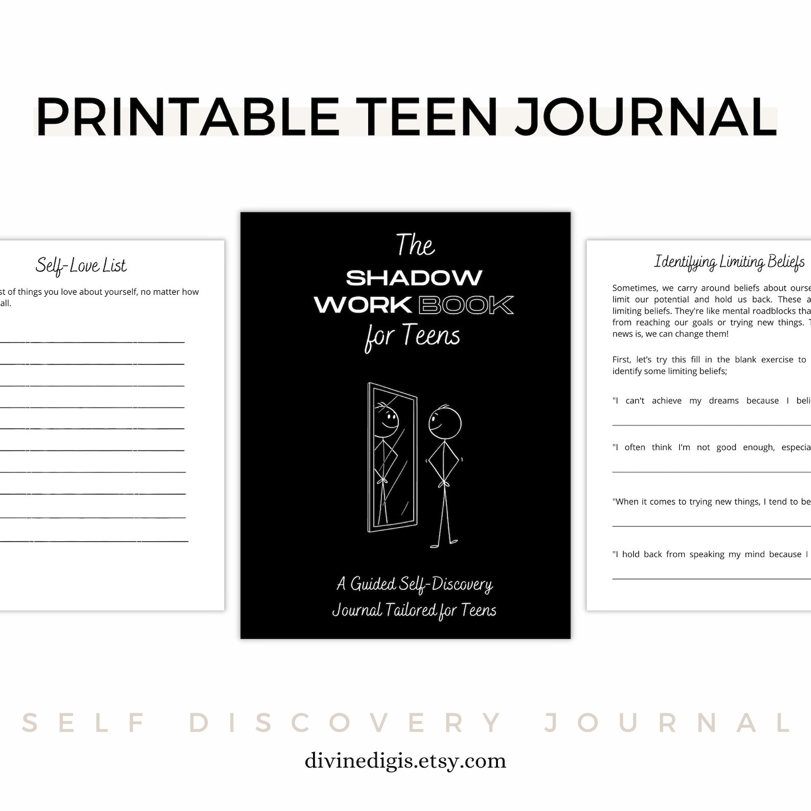 Self Discovery Journal Shadow Work for Teens Printable Journal Gift for ...