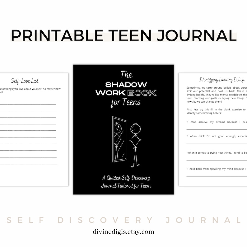 Self Discovery Journal Shadow Work for Teens Printable Journal Gift for ...