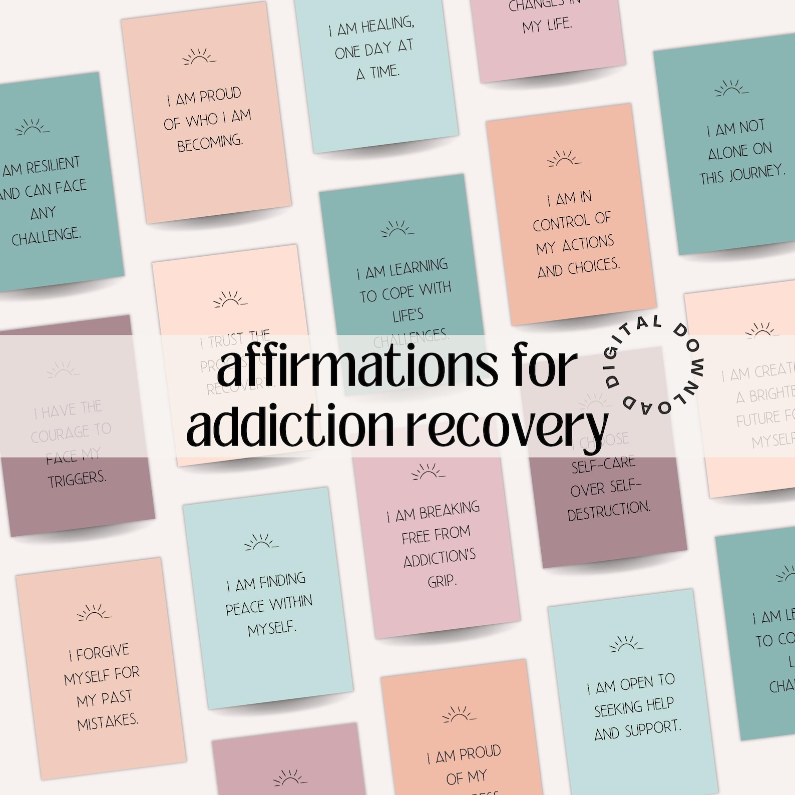 Sobriety Affirmation Cards, Addiction Recovery, Printable Support ...