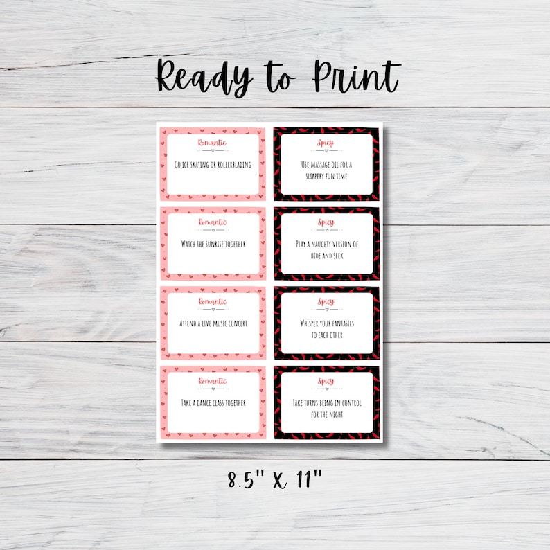 100 Date Night Ideas | Romantic & Spicy Cards (printable) - Etsy
