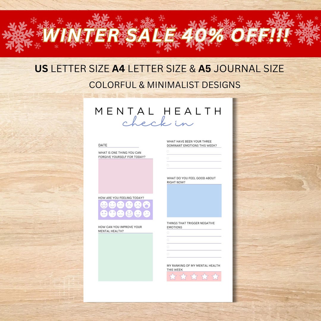 Mental Health Check in Page PRINTABLE Journal Page Track Mental Health ...