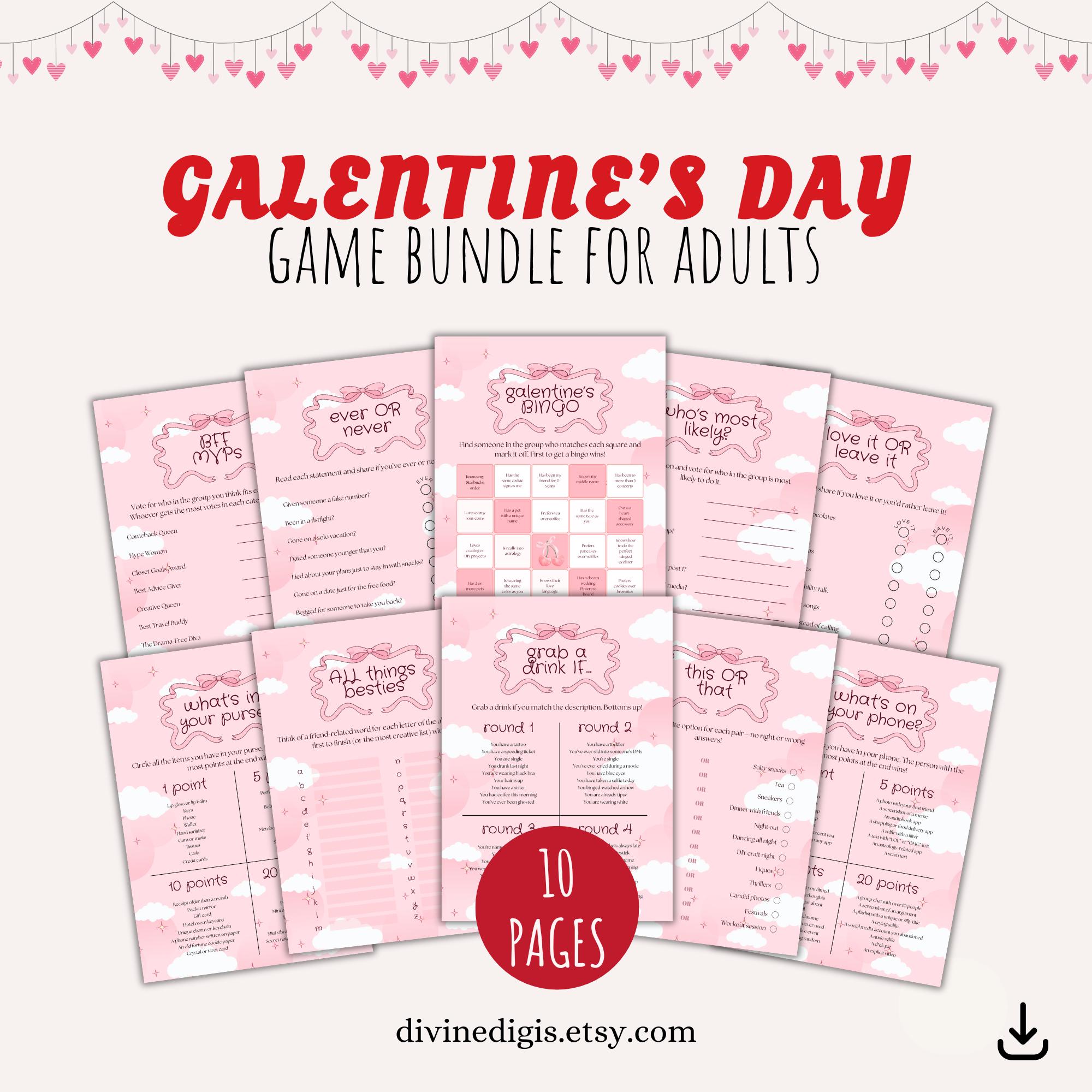 Galentine's Day Games Bundle, Fun Girls Night Party (printable) - Etsy