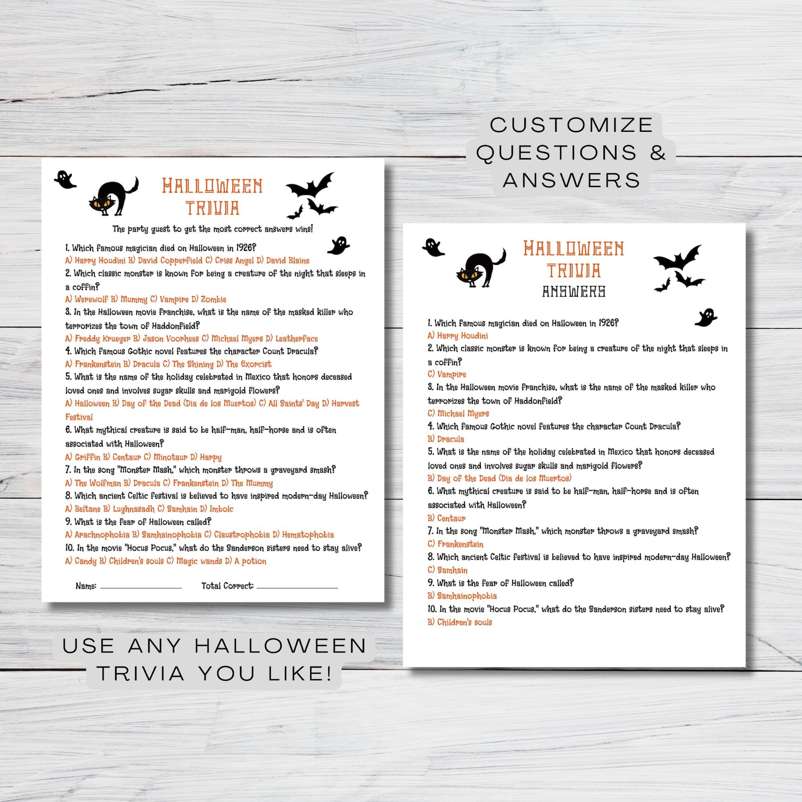 Halloween Games Bundle Editable Halloween Party Games Canva Template ...