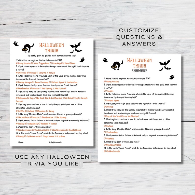 Halloween Games Bundle Editable Halloween Party Games Canva Template ...