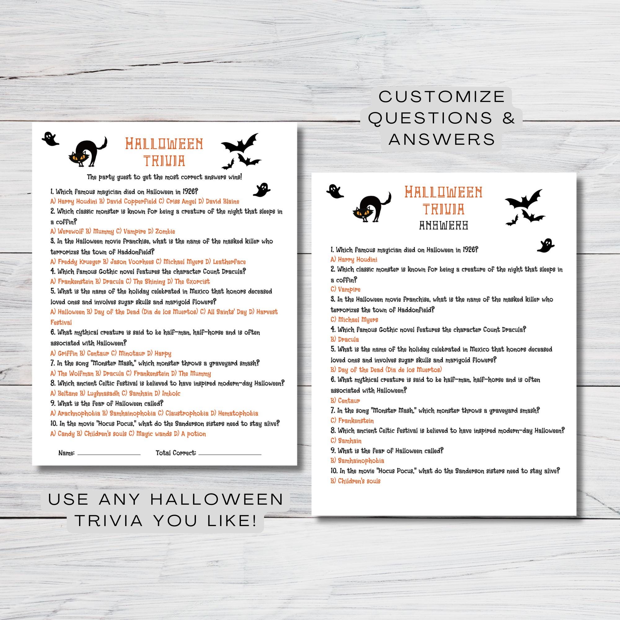 Halloween Games Bundle Editable Halloween Party Games Canva Template ...