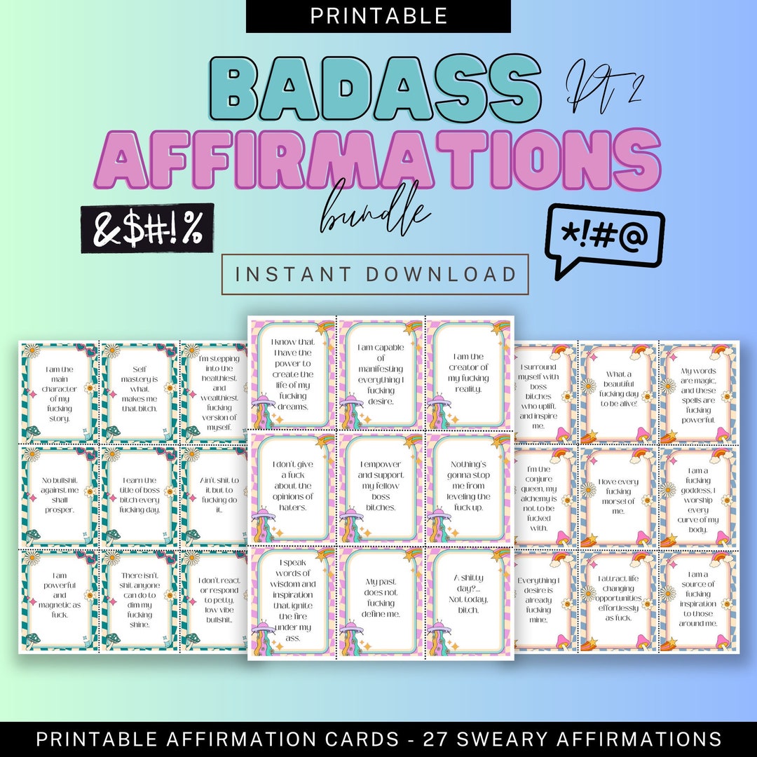 Sweary Affirmations, Swear Affirmations, Badass Affirmation Cards ...