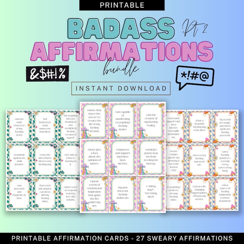 Sweary Affirmations, Swear Affirmations, Badass Affirmation Cards ...