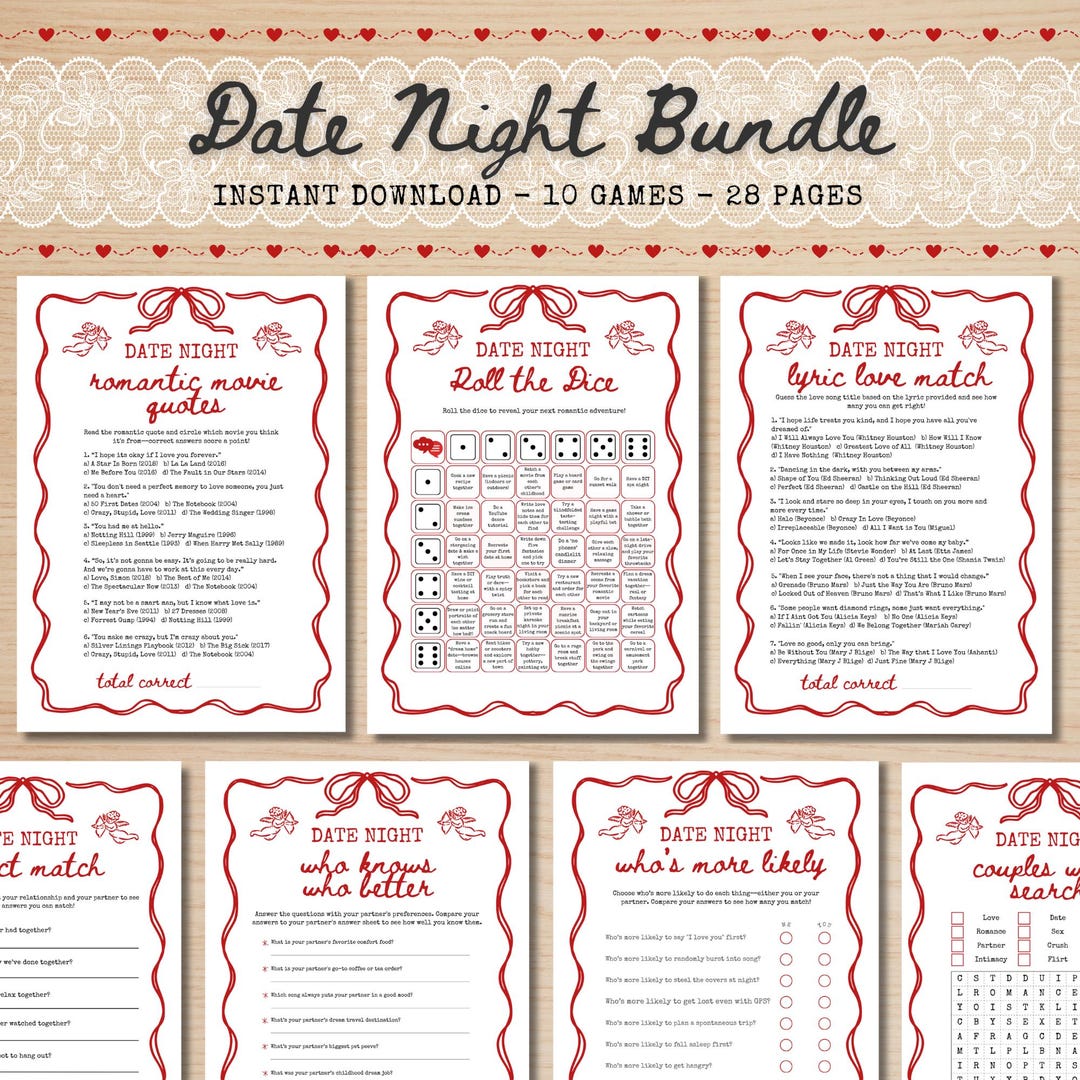 Couple Games Printable Date Night Games Bundle, Fun Date Night ...