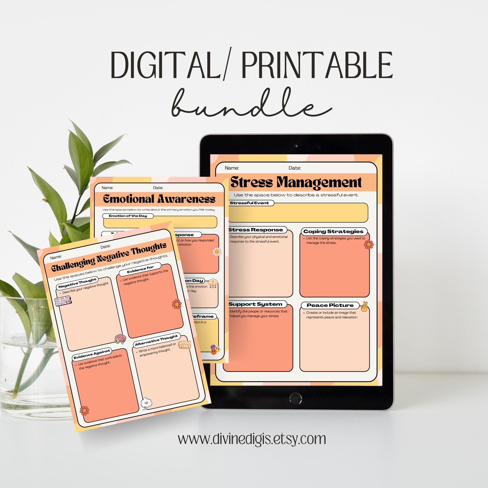 Stress Management Journal Pages Mental Health Printable Thought ...