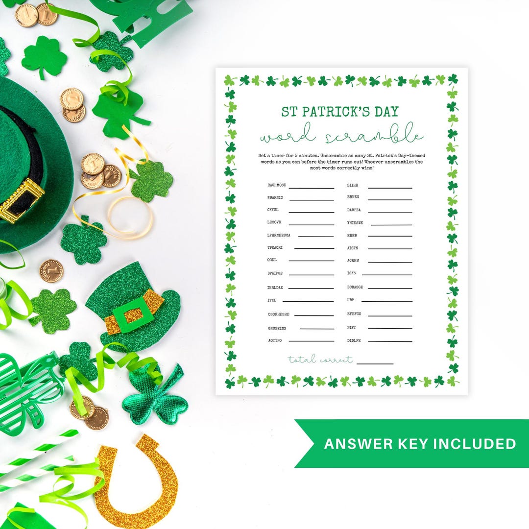 St Patrick's Day Word Scramble Game, Irish-themed (printable PDF) - Etsy