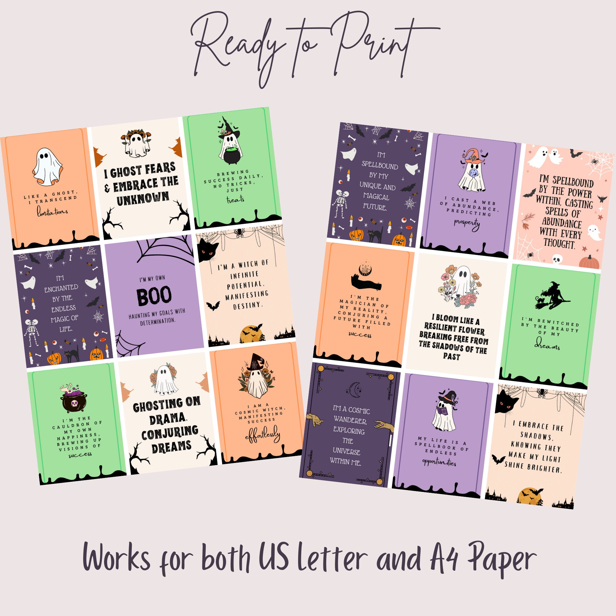 Halloween Spooky Affirmation Cards, Witchy Printable (digital Download ...