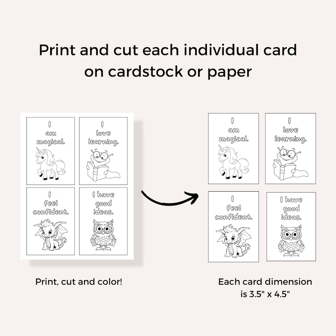 Printable Children's Positive Affirmation Cards Kids Coloring Pages - Etsy