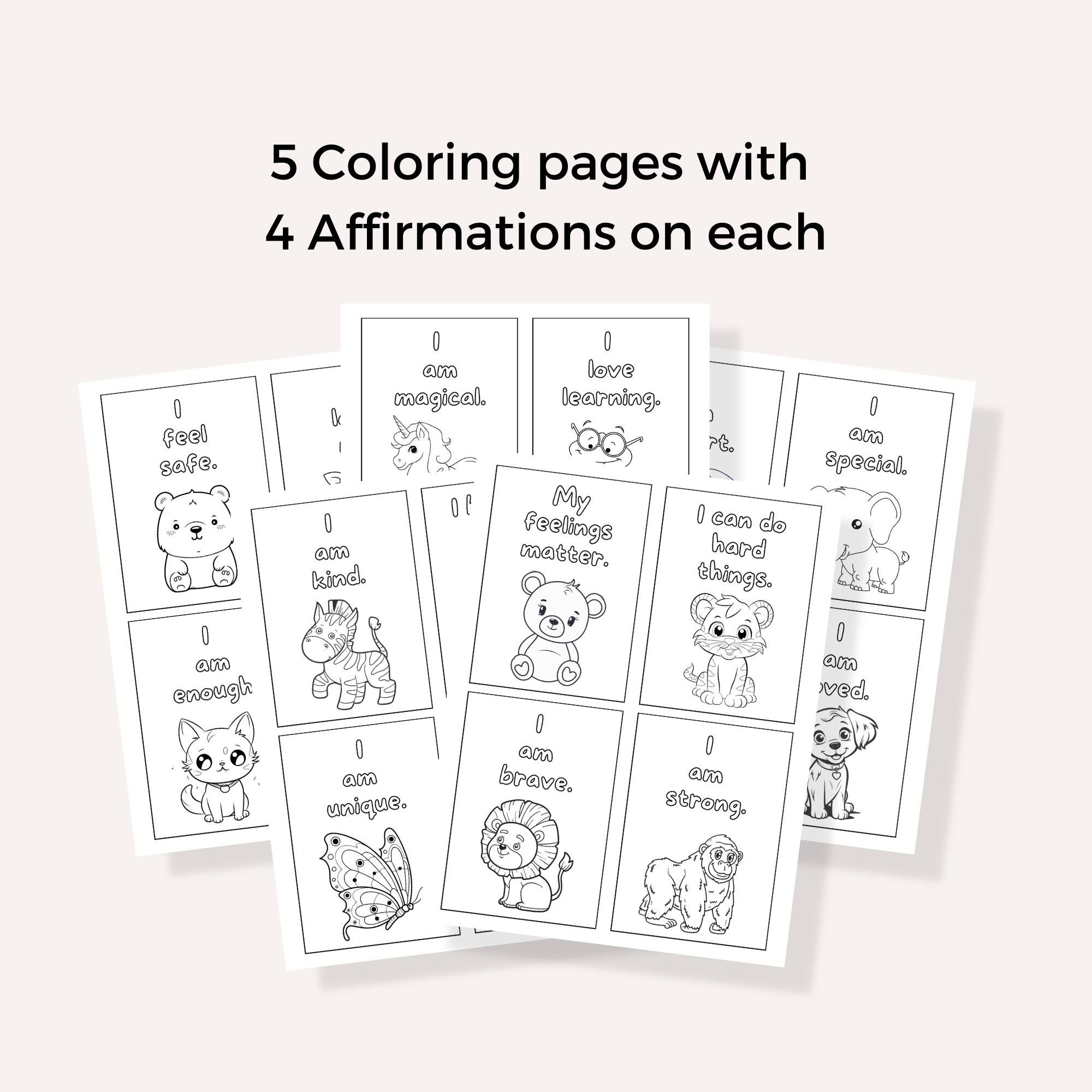 Printable Children's Positive Affirmation Cards Kids Coloring Pages - Etsy